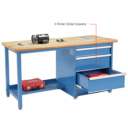 Global Industrial™ 72Wx30D Modular Workbench, 3 Drawers, Maple Butcher ...