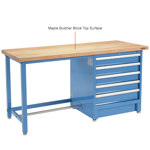 Global Industrial™ 72Wx30D Modular Workbench, 5 Drawers, Maple Butcher ...