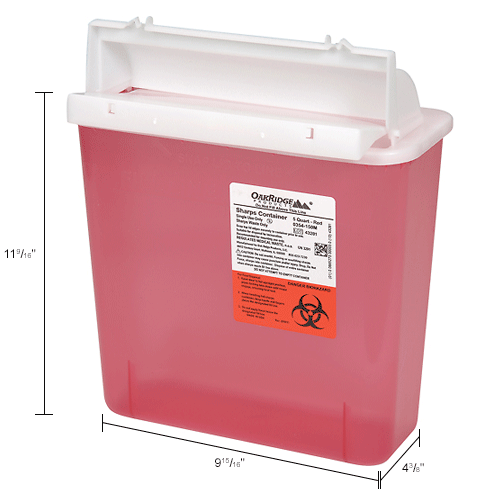 Oakridge Products 5 Quart Sharps Container w/ Horizotal Drop Lid, M ...