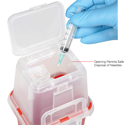Oakridge Products 1.5 Quart Sharps Container Tall Lid, Red