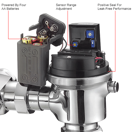 Global Industrial™ Automatic Toilet Flush Valve, Battery Operated, 1.6 GPF
