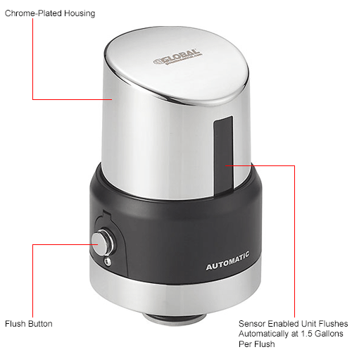 Global Industrial™ Toilet/Urinal Retrofit Sensor Flush Valve, 1.5 GPF