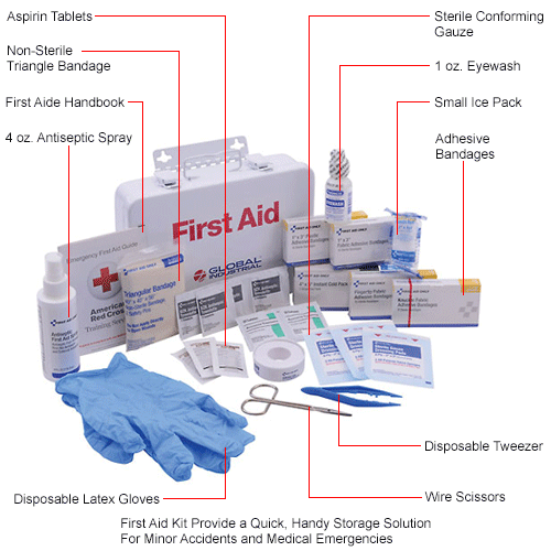 Global Industrial™ Standard Vehicle First Aid Kit, 25 Person