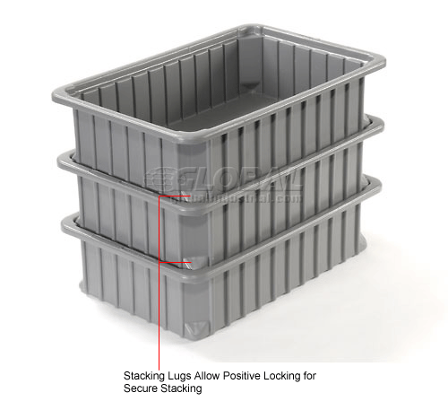 Dandux Dividable Stackable Plastic Box 50P0112050 - 16"L x 11"W x 5"H, Gray