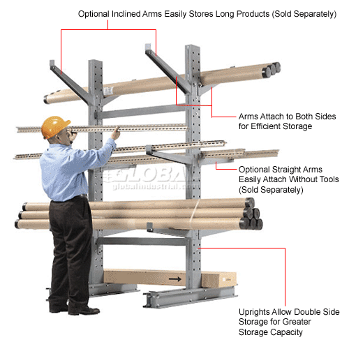 Global Industrial™ Double Sided Cantilever Upright, 54"Dx72"H, For 1000 ...