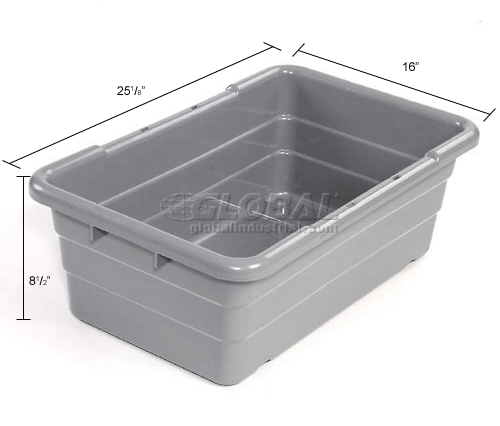 Global Industrial™ Cross Stack Nest Tote Tub - 25-1/8 x 16 x 8-1/2 Gray ...