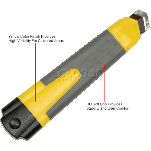 Soft Grip Snap Blade Box Cutter With Auto-Lock and 3 Blades - Pkg Qty 10