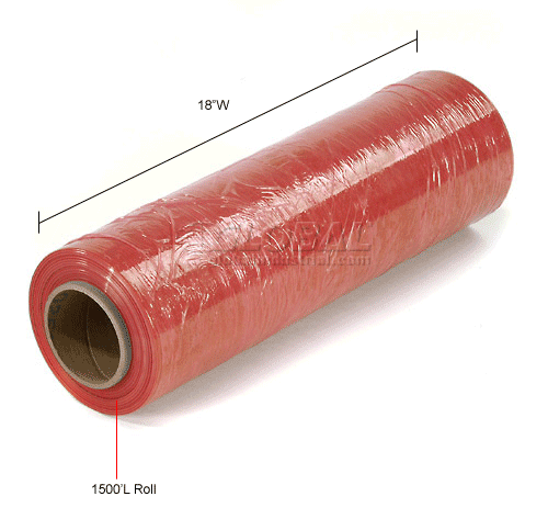 Western Plastic Stretch Wrap, Blown, 80 Gauge, 18"Wx1500'L, Red - Pkg Qty 4