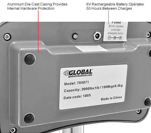 Global Industrial™ Digital Crane Scale with Remote 2000 lbs x 1 lbs