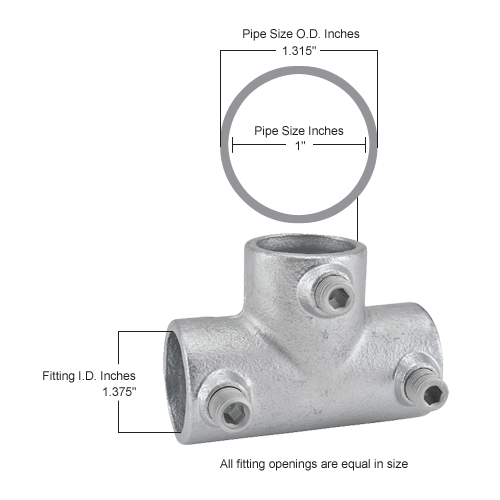 Global Industrial™ Pipe Fitting - 90 Degree Three Socket Tee 1" Dia.