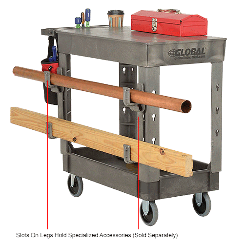 Global Industrial™ Flat Top Utility Cart w/2 Shelves, 38"L x 17-1/2"W x ...