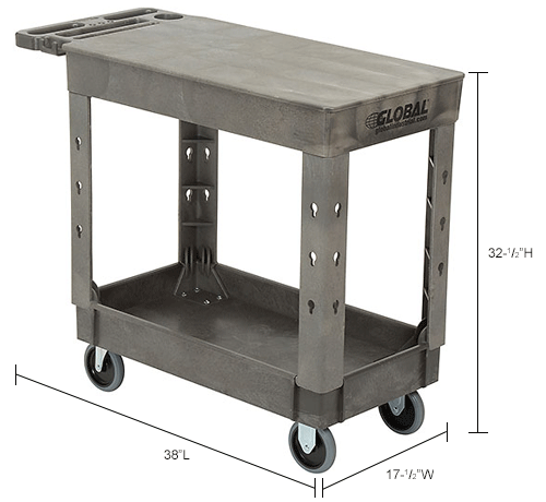 Global Industrial™ Flat Top Utility Cart w/2 Shelves, 38"L x 17-1/2"W x ...