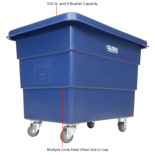 Global Industrial™ Plastic Bulk Box Truck, 8 Bushel, Blue
