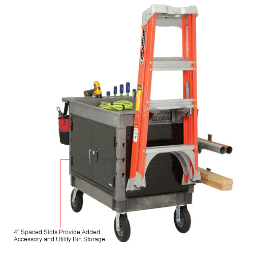 Global Industrial™ Utility Cart w/2 Tray Shelves & 8" Casters, 44"L x ...