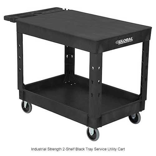 Global Industrial™ Flat Top Utility Cart w/2 Shelves, 44"L x 25-1/2"W x ...