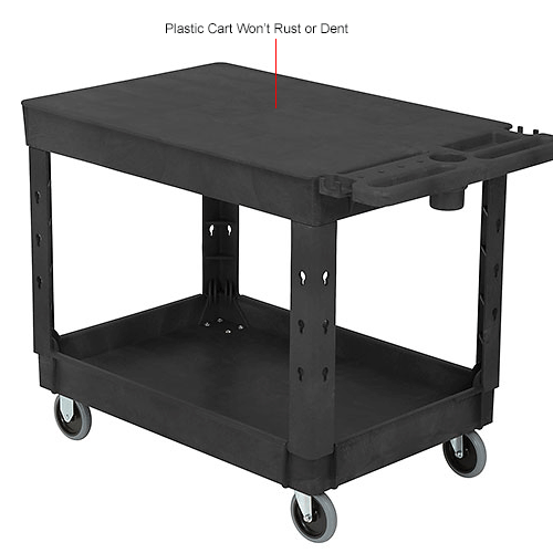 Global Industrial™ Flat Top Utility Cart w/2 Shelves, 44"L x 25-1/2"W x ...