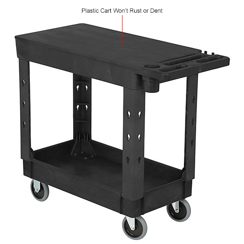 Global Industrial™ Flat Top Utility Cart w/2 Shelves, 38"L x 17-1/2"W x ...