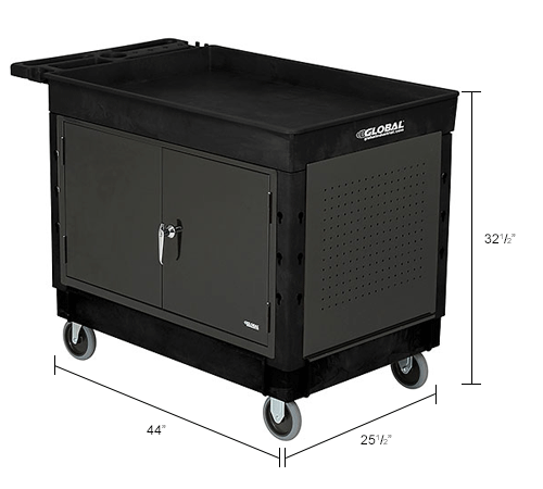 Global Industrial™ Utility Cart w/2 Tray Shelves, 500 lb. Capacity, 44 ...