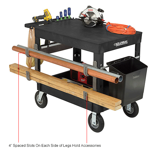 Global Industrial™ Flat Top Utility Cart w/2 Shelves, 44"L x 25-1/2"W x ...