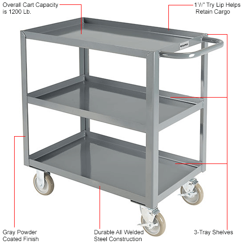 Global Industrial™ Steel Utility Cart w/3 Tray Shelves, 1200 lb ...