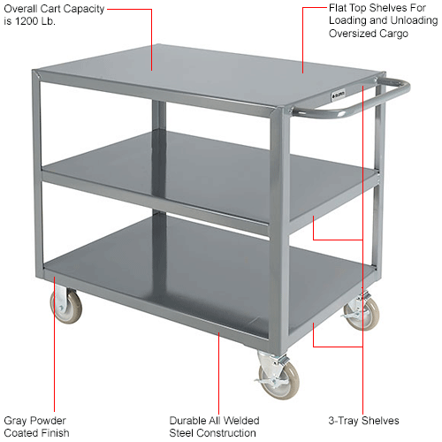 Global Industrial™ Steel Utility Cart w/3 Shelves, 1200 lb. Capacity ...