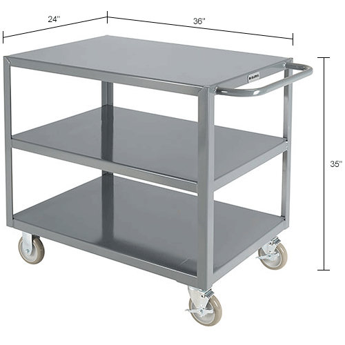 Global Industrial™ Welded Steel Utility Cart, 3 Flush Shelves, 24"Wx36 ...