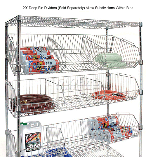 Adjustable Wire Bin Rack - 48"W x 24"D x 63"H