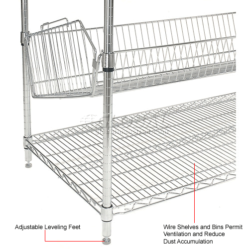 Adjustable Wire Bin Rack - 48"W x 24"D x 63"H