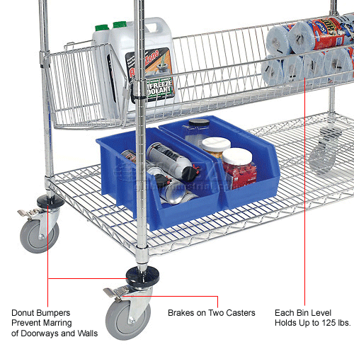 Adjustable Mobile Wire Bin Rack - 48"W x 24"D x 69"H