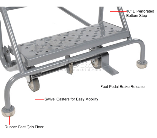 9 Step 24"W 10"D Top Step Steel Rolling Ladder - Grip Tread - KDSR109242