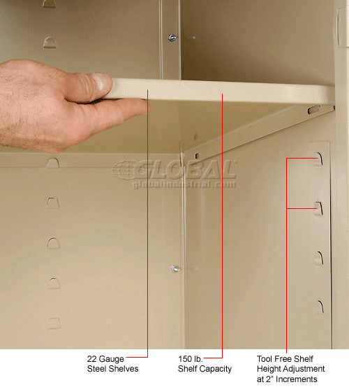 Tennsco Combination Metal Storage Cabinet 1472-SND - 36x18x72 Sand