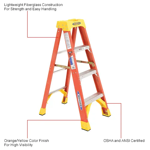Werner Fiberglass Step Ladder 4 Ft 300 Lbs Load Werner 8 Ft Fiberglass