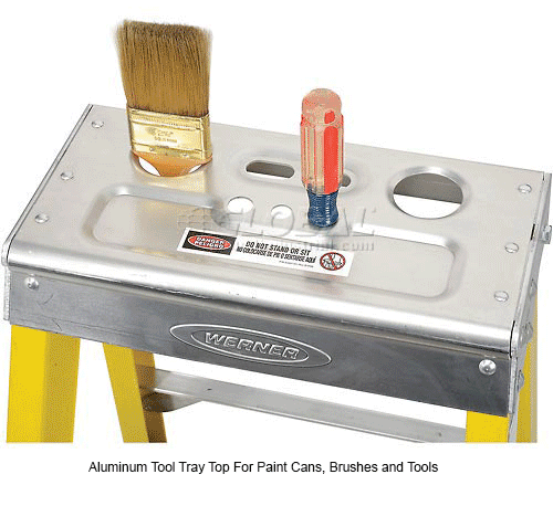 Werner 6' Fiberglass Step Ladder w/ Aluminum Tool Tray 375 lb. Cap - 7306