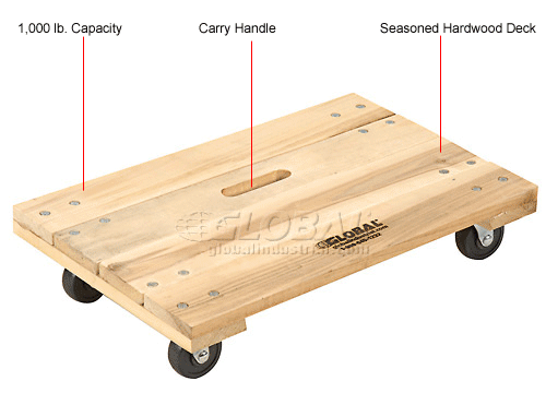 Global Industrial™ Hardwood Dolly with Solid Deck 24 x 16 1000 Lb. Capacity