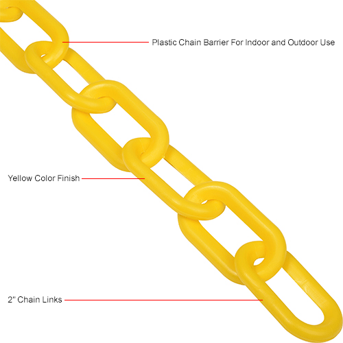 Global Industrial™ Plastic Chain Barrier, 2"x50'L, Yellow