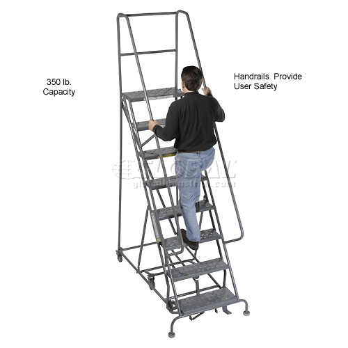 8 Step Steel Easy Turn Rolling Ladder - Standard Angle - KDED108246