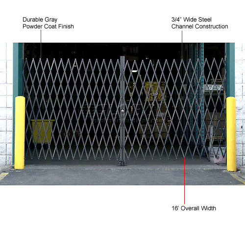 Global Industrial™ Double Folding Security Gate 16'W x 8'H | 968118 ...