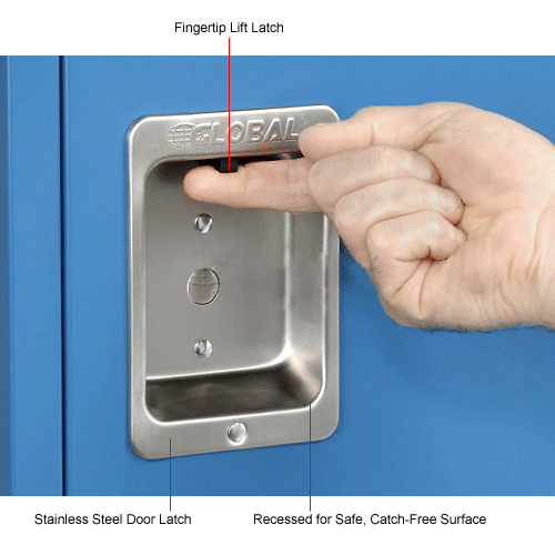Global Industrial™ Infinity® 2-Tier 6 Door Locker, 12"Wx15"Dx36"H, Blue ...