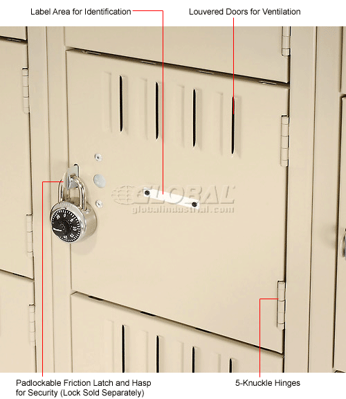 Tennsco® 6-Tier 18 Door Box Locker w/ Legs,12"W x 12"D x 12"H, Sand ...