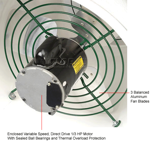 J&D 16" Fiberglass Funnel Fan Variable Speed VU16F 1/3 HP 1680 CFM