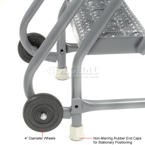 4 Step Steel 24"W Step Tilt And Roll Ladder - Grip Strut Tread - KDTF104242