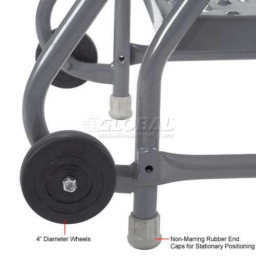 4 Step Steel 24"W Step Tilt And Roll Ladder - Perforated Tread - KDTF104246