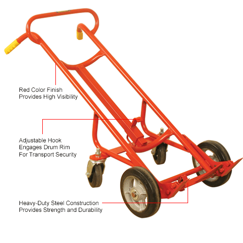 Wesco® Drum Truck with 4 Wheels 240121 for 30 & 55 Gallon Steel Drums