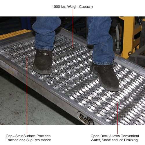 Grip-Strut Aluminum Walk Ramp AWR-G-38-16A - 16'L x 38"W