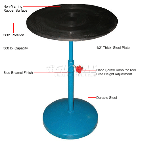 Manual 18" Diameter Pedestal Turntable TT-18-PED 21" to 32"H 300 Lb. Cap.