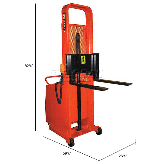 Wesco® Battery Powered Lift Counter Balanced Stacker 261038 64"H 25" Forks