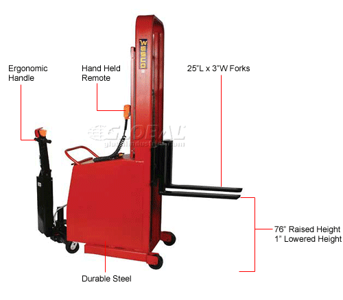 Wesco® Battery Power Lift & Drive Counterbalance Stacker 261039-PD 76"H