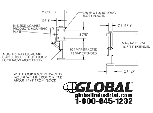 Side Mount Steel Floor Lock FL-LK-SMR-L - Left Side Mount