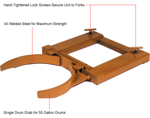 Wesco® Drum Grab for (1) 55 Gallon Steel Drum 240048 1500 Lb. Capacity