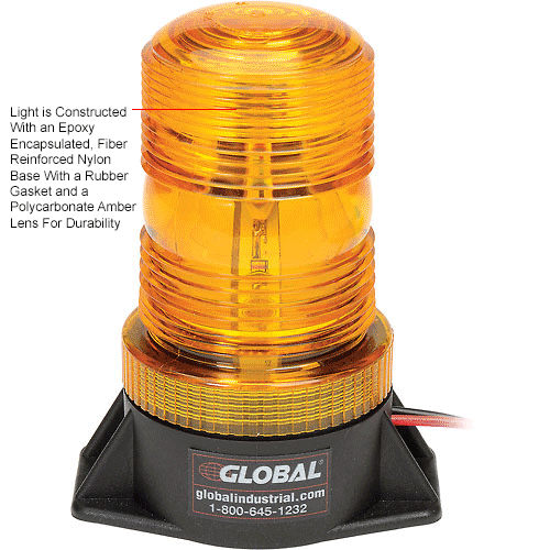 Global Industrial™ High-Profile Amber LED Permanent Mount Forklift Strobe Light 12 to 110 Volts